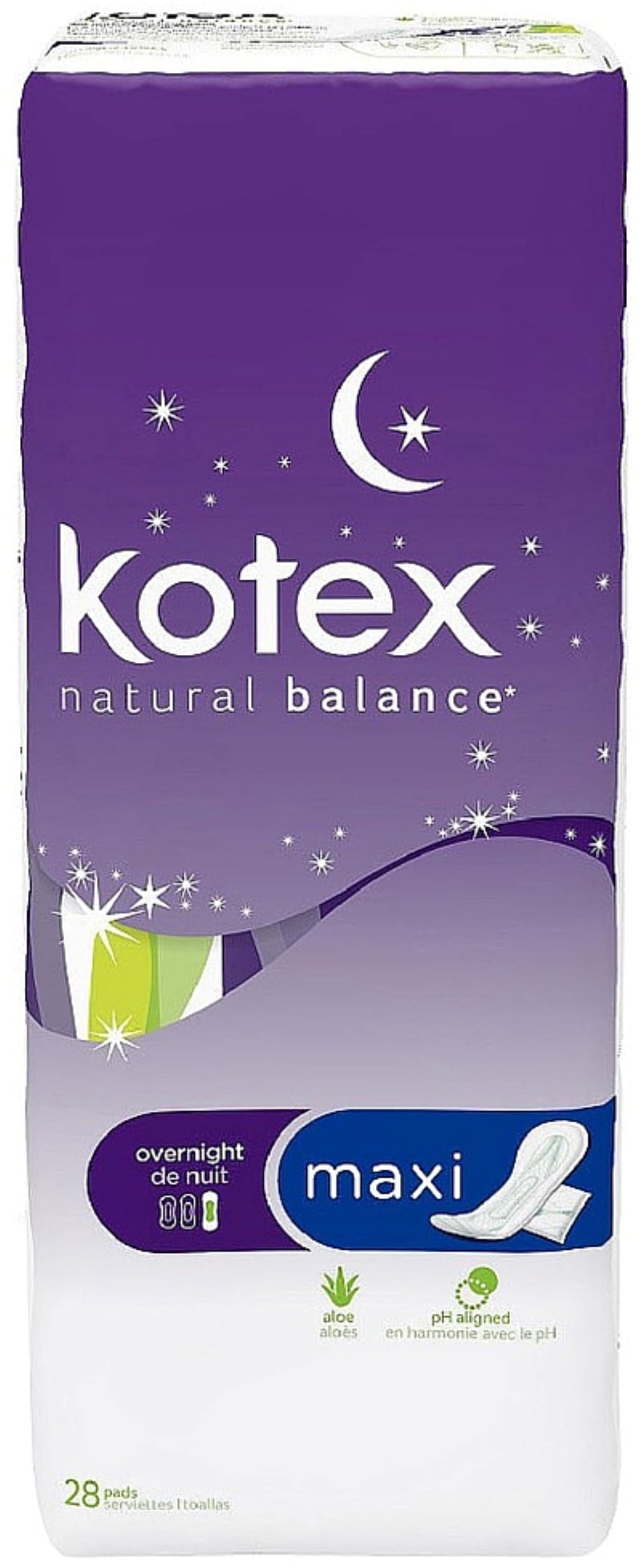 Kotex Natural Balance Maxi Pads, Overnight 28 ea - Walmart.com