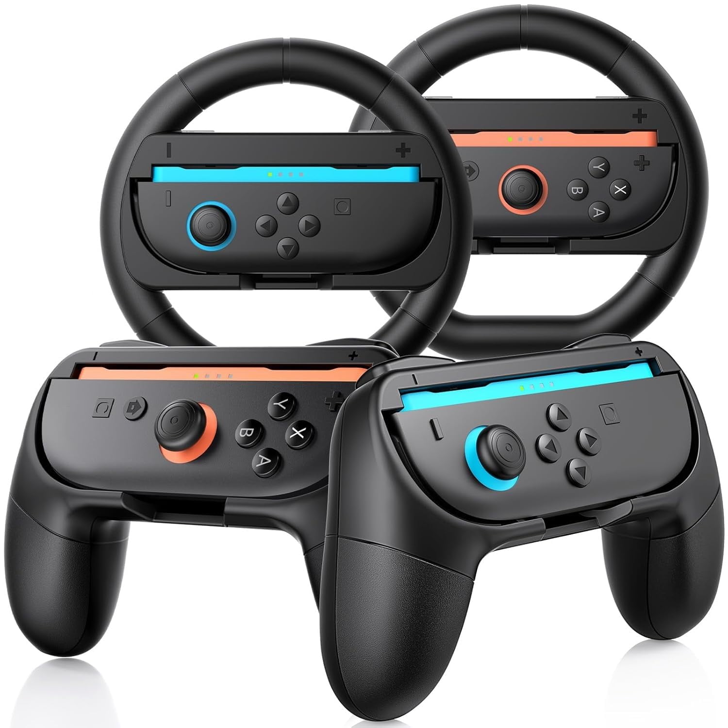 Kothab Racing Wheel & Grip Kit for Switch 2 – 2-Pack Black Steering ...