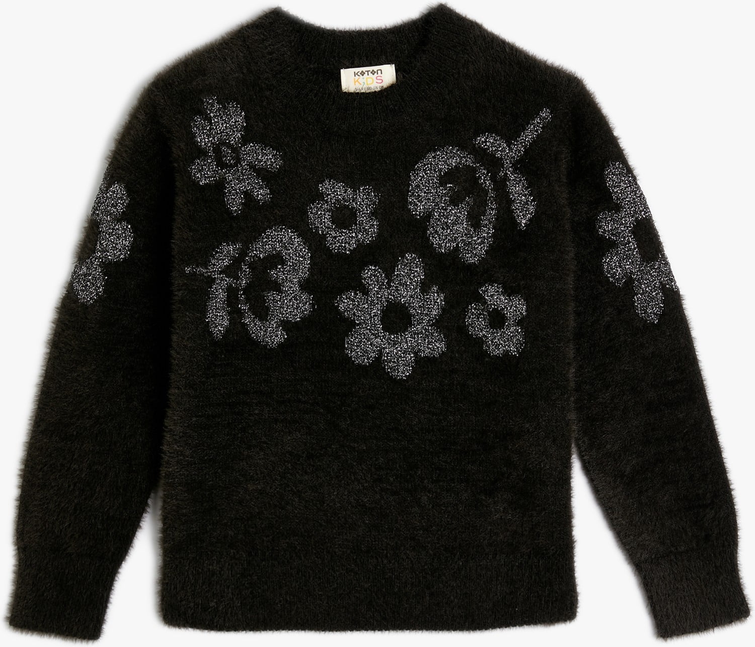 Koton Plush Sweater Floral Patterned Long Sleeve Crew Neck, EU 7 - 8 ...