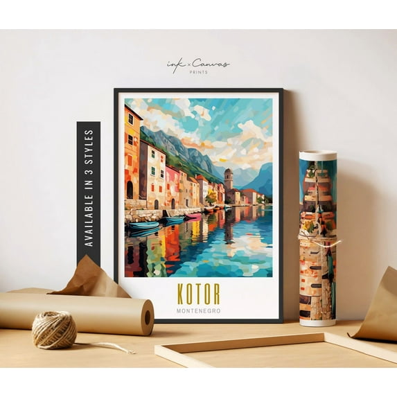 Kotor Montenegro Poster Kotor Wall Art Kotor Travel Poster Retro ...