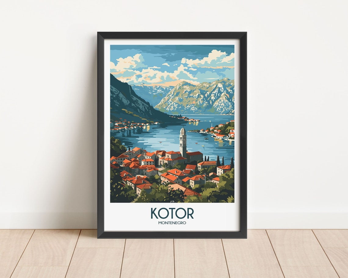 Kotor Poster Montenegro Scenic Coastal Wall Art Decor, Unframed Canvas ...