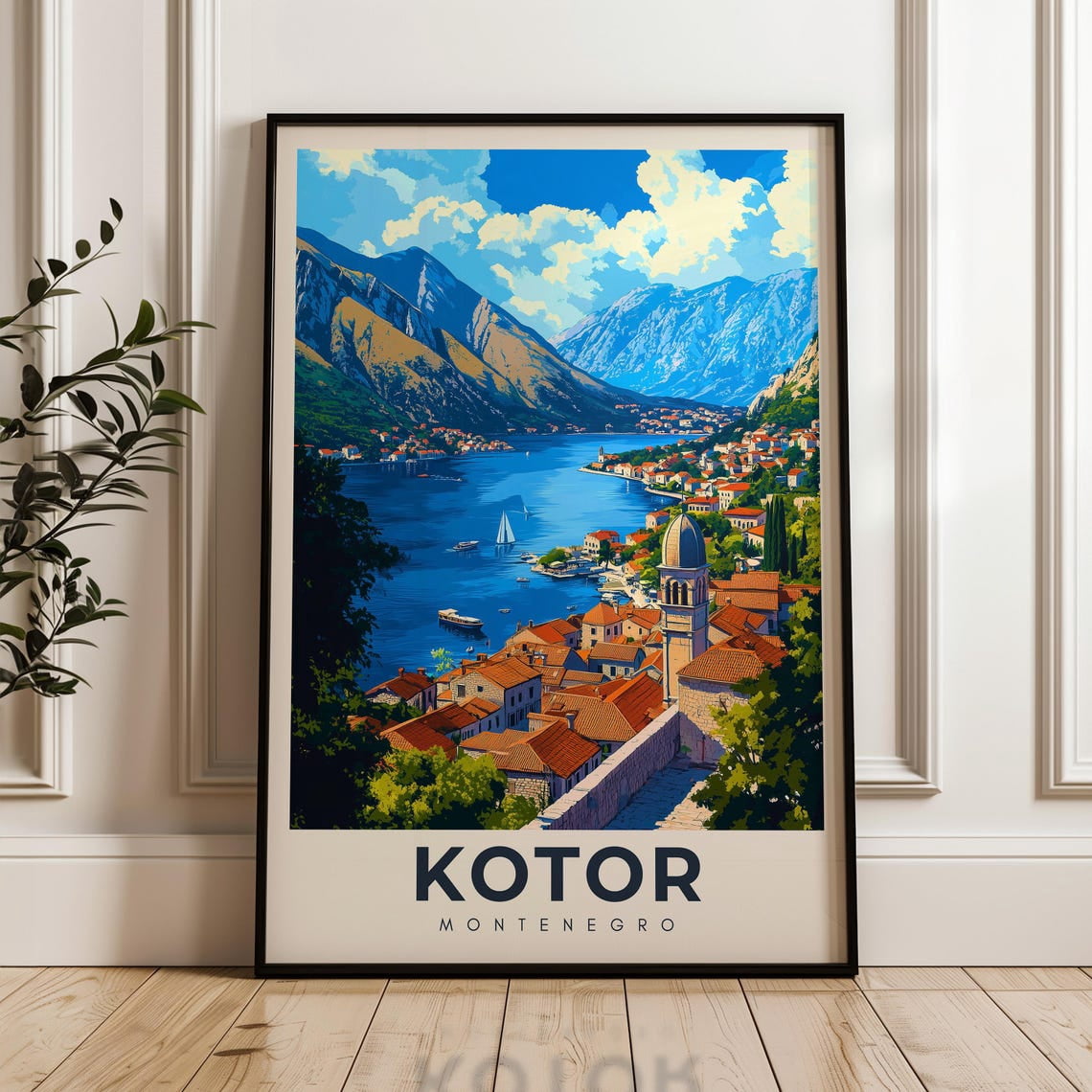 Kotor Travel Poster - Montenegro Wall Art Print, Illustration Poster ...