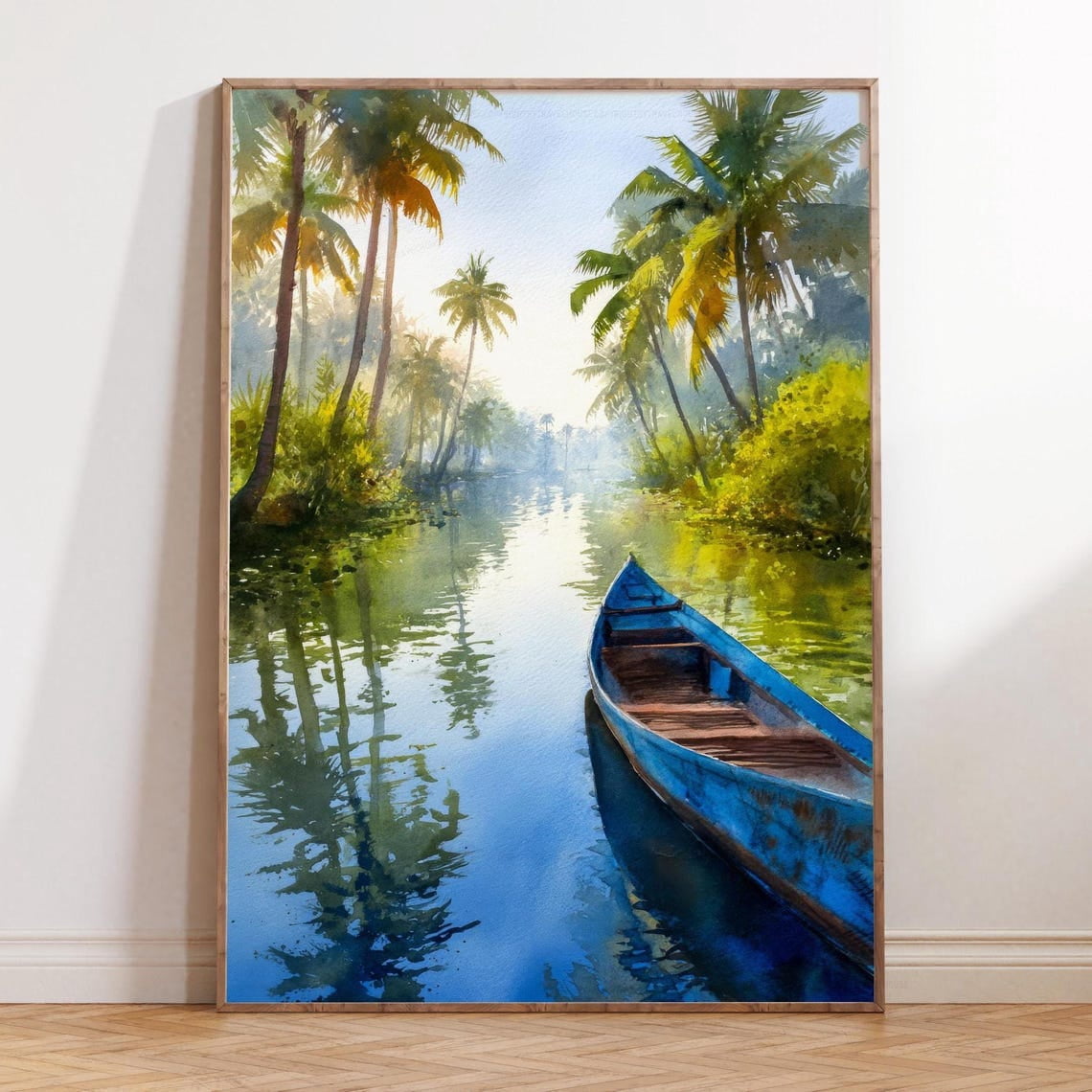 Kottayam India Tropical Backwaters Travel Scenery Wall Art, Unframed ...