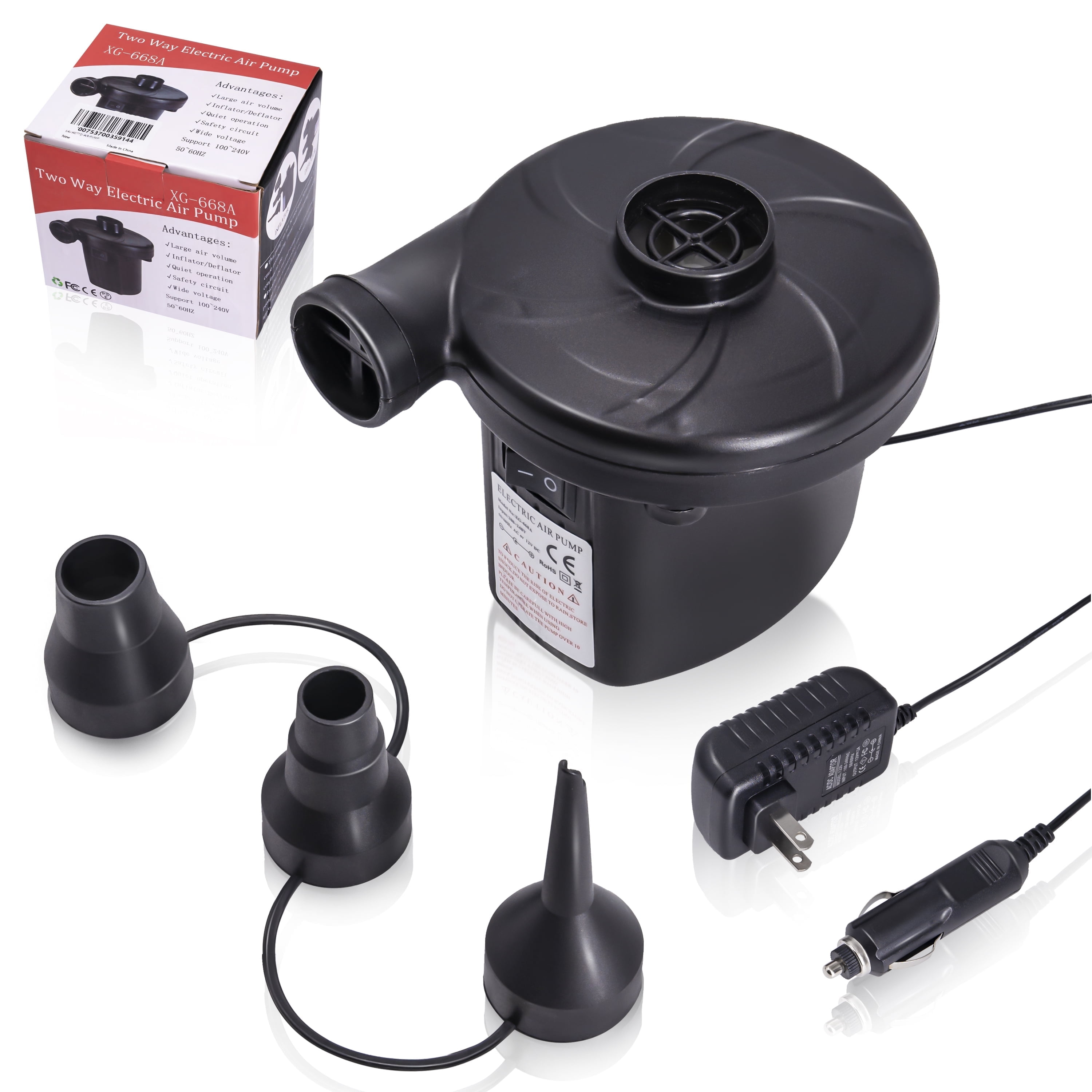 KOTTO Cordless Air Pump, Quick-Fill, 100V 50W, Car Outlet Adaptor, 3 ...