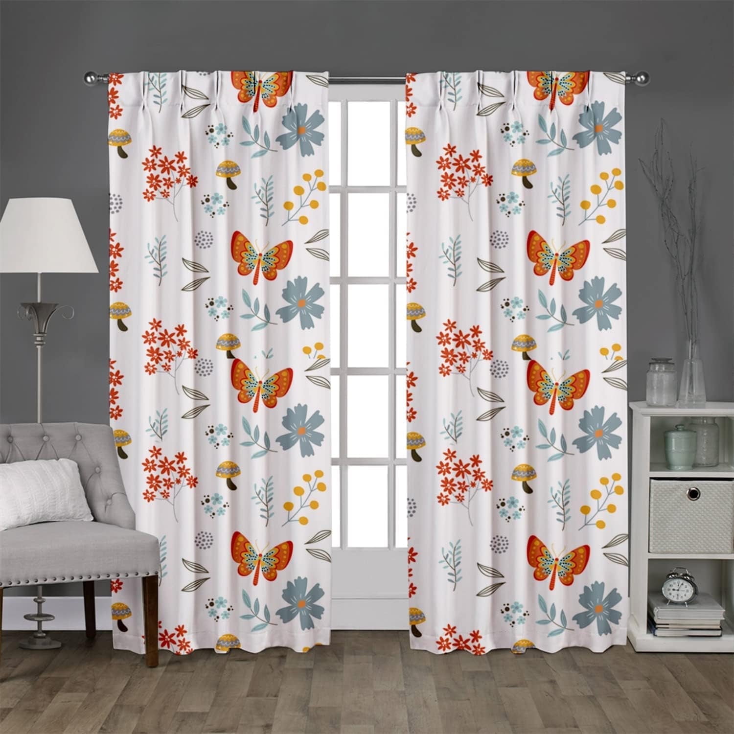 Kotton Culture Double Pinch Pleat Butterfly Curtains Thermal Insulated ...