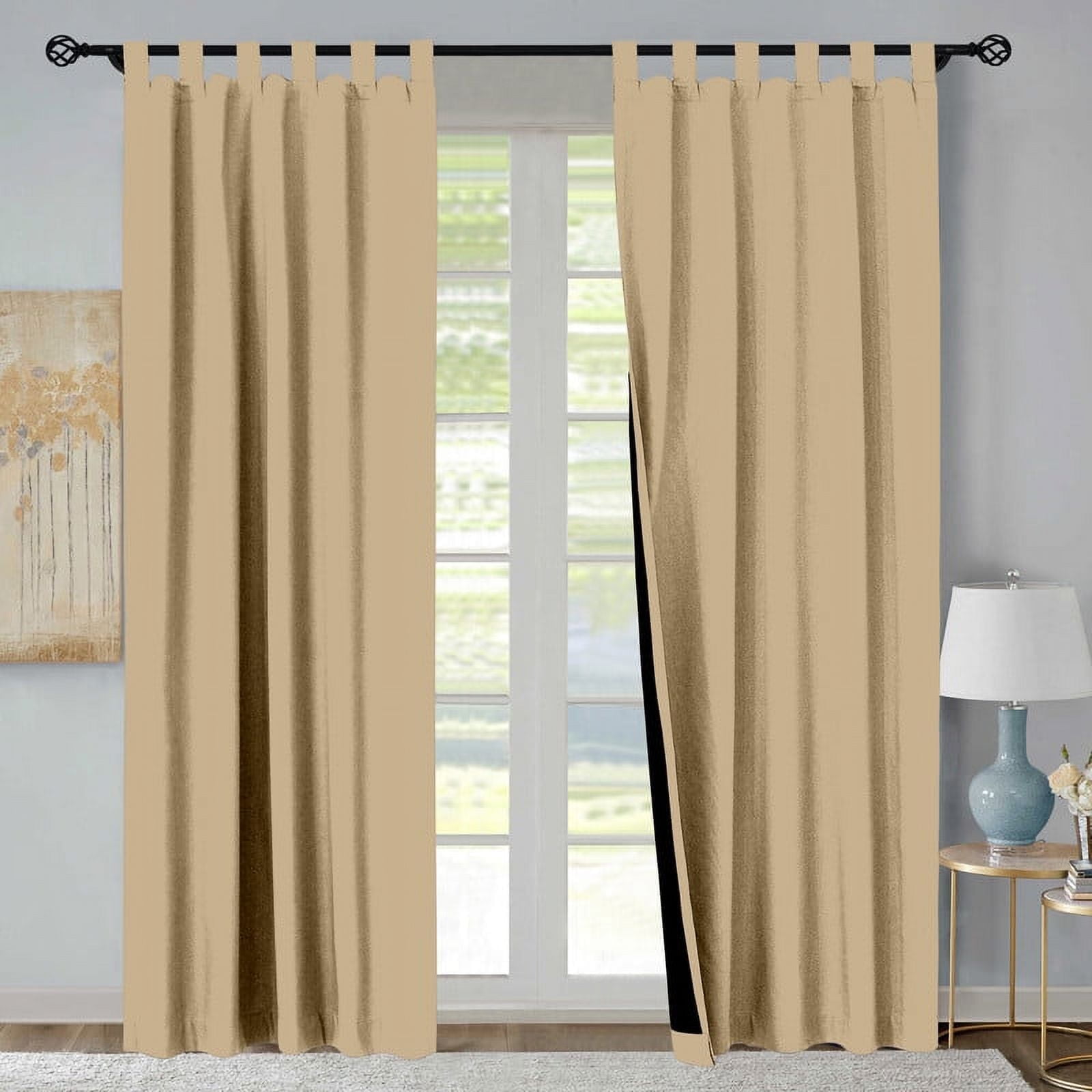 Kotton Culture Tab Top Curtains Room Darkening 100% Blackout Thermal ...