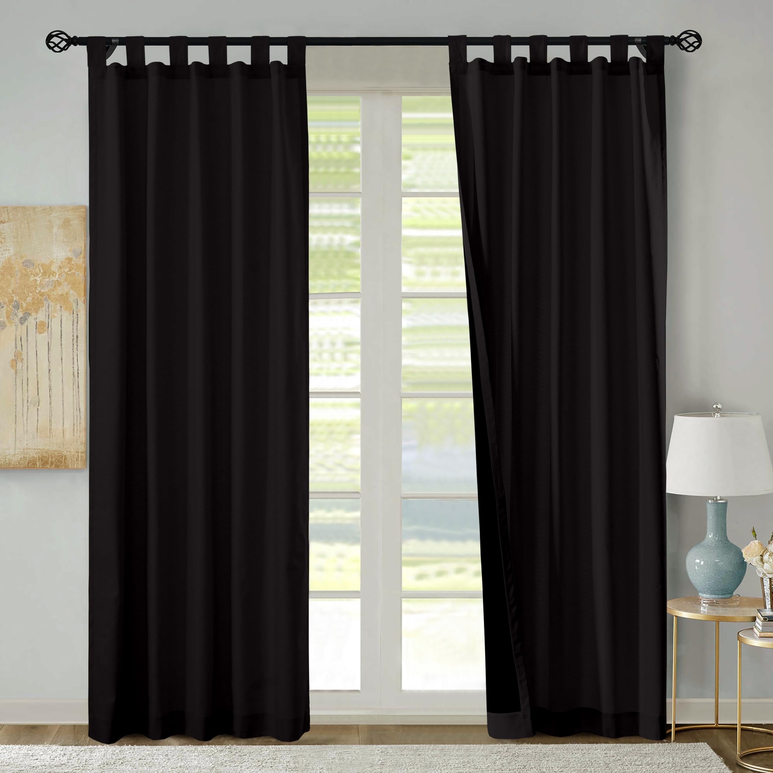 Kotton Culture Tab Top Curtains Room Darkening 100% Blackout Thermal ...
