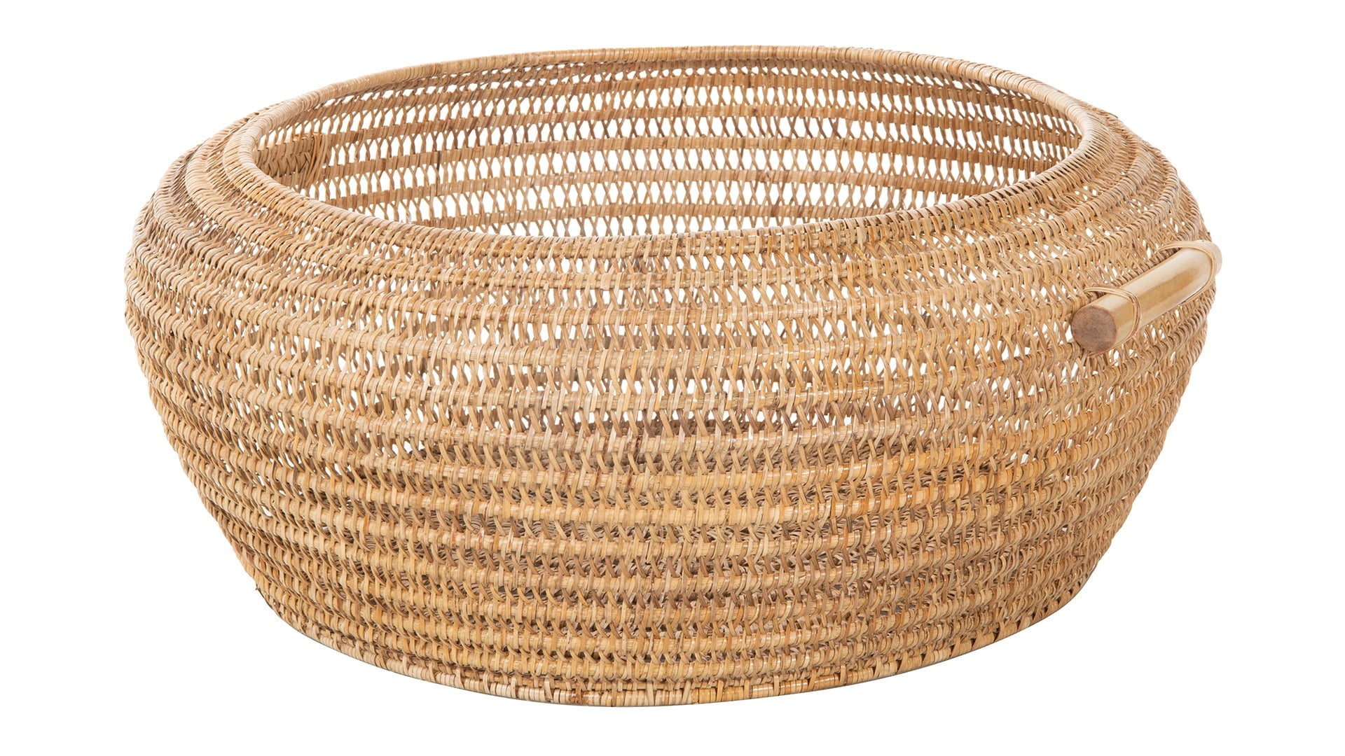 Kouboo Cambria Bulging Round Open Weave Storage Basket, Round Open Dish ...