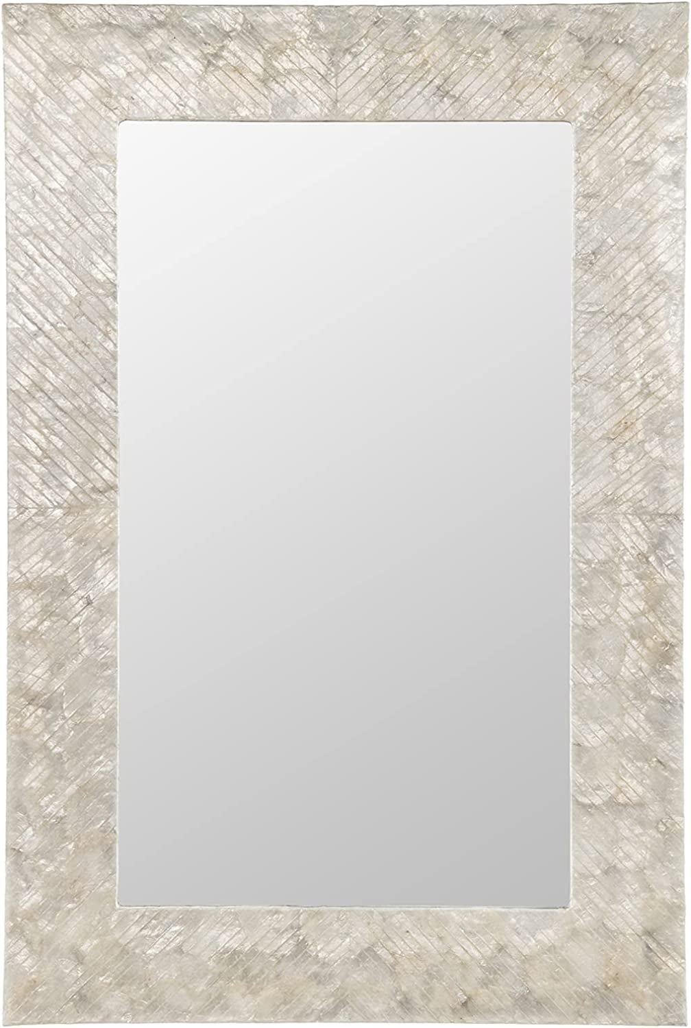 Kouboo Capiz Seashell Mosaic Rectangular Decorative Wall Mirror, Pearlescent White - Walmart.com