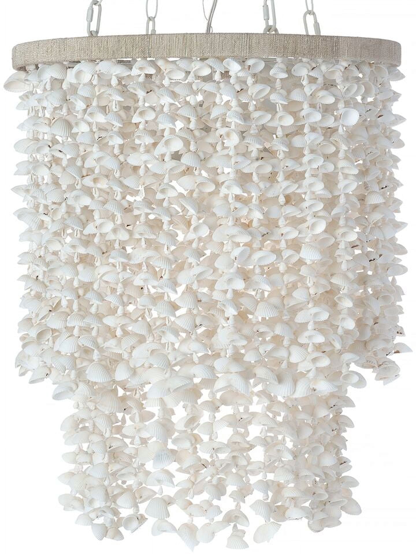 Kouboo Coastal Seashell Incandescent Natural Abaca Rope Drum Pendant ...