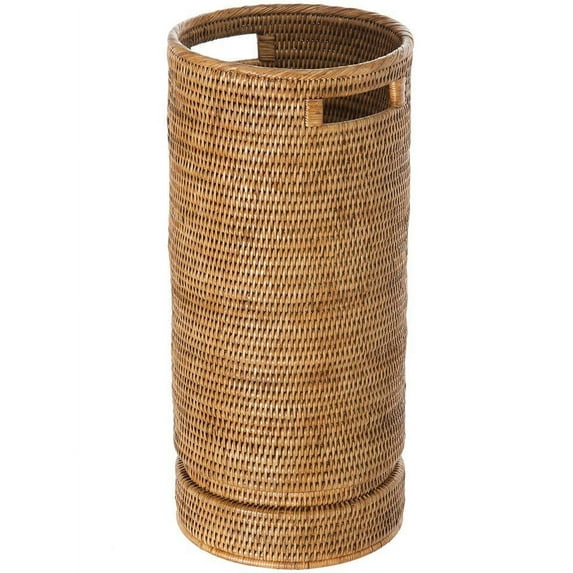 Kouboo La Jolla Rattan Round Handmade Umbrella Holder Freestanding Cane ...