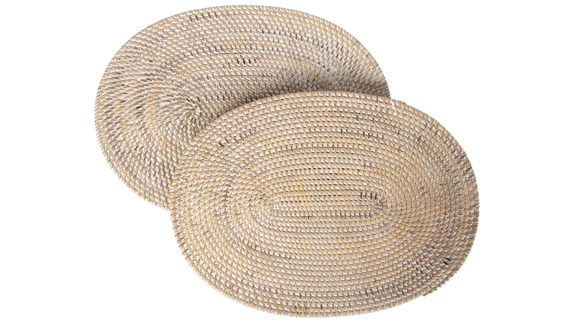 Kouboo Loma Oval Rattan Placemat, Set of 2 Pieces, Oval Round Table ...