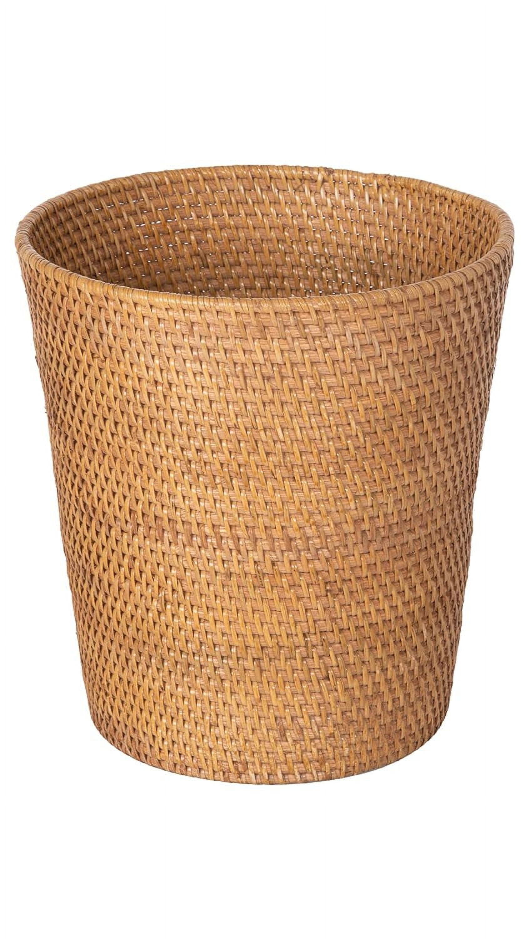 Kouboo Loma Round Rattan Paper Waste Basket, Trash Can Bathroom ...
