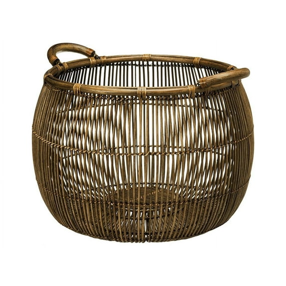 Kouboo Open Weave Rattan Bulging Basket, Handwoven Basket with Handles ...