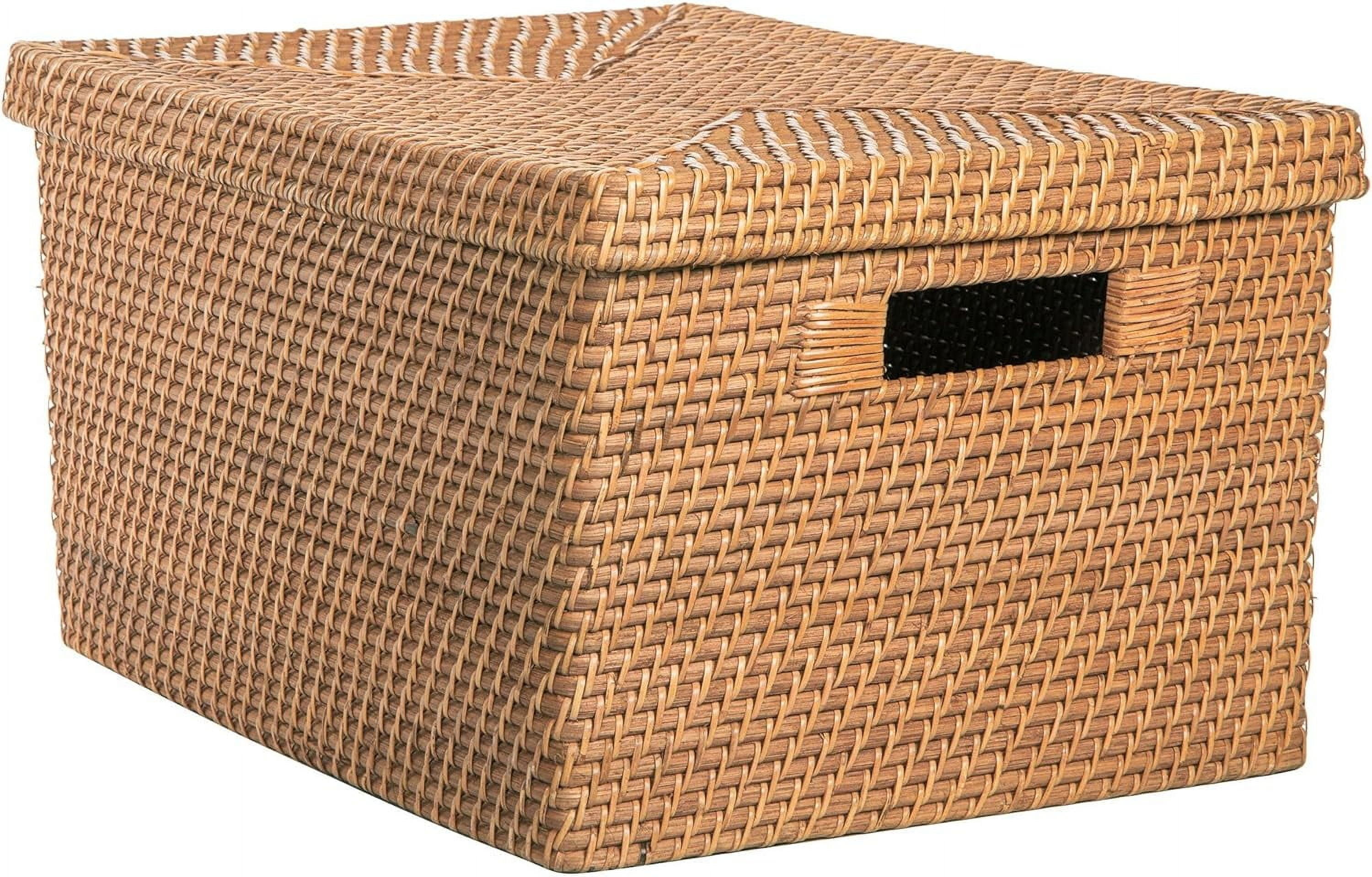 Kouboo Rattan Storage Box and Decorative Basket, Honey Brown - 18.5 ...
