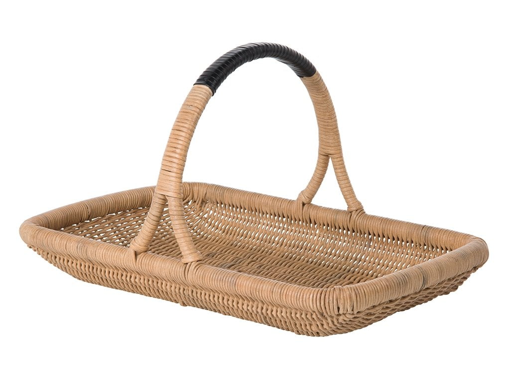 Kouboo Rattan Vegetable And Flower Wicker Basket With Leather Wrapped ...