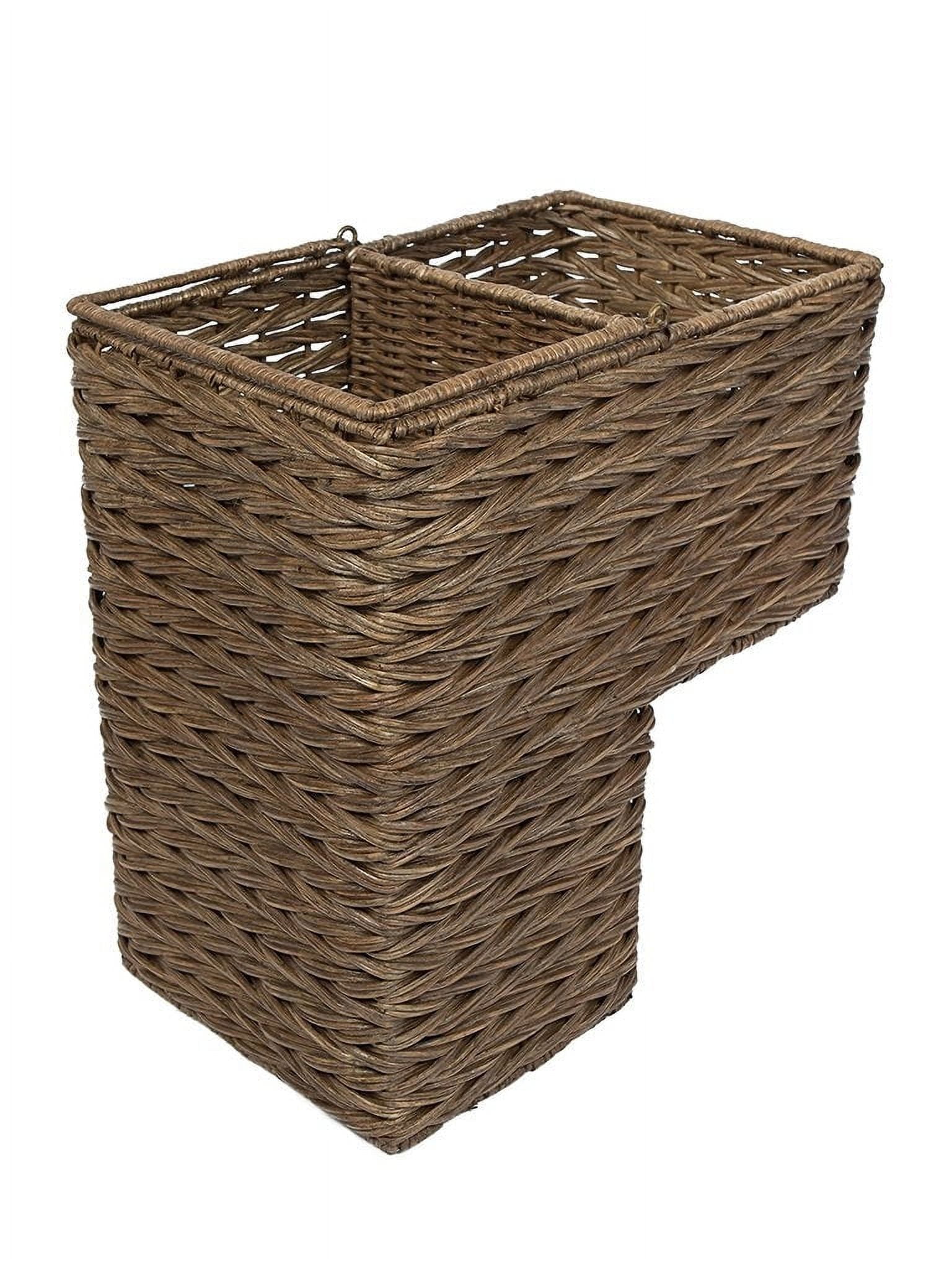 Kouboo Sweater Weave Handwoven Wicker Stair Step Basket With Handles ...