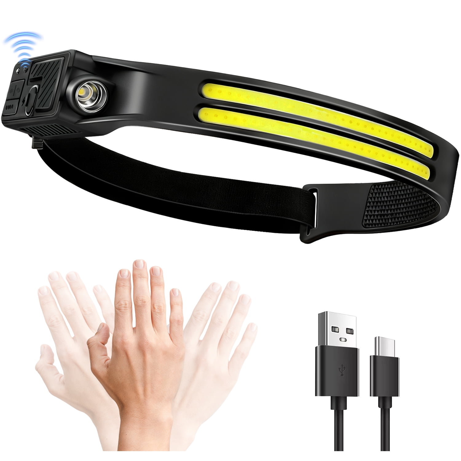 Koudindg 1 Pc Rechargeable LED Headlamp, Hands Free, Super Bright ...