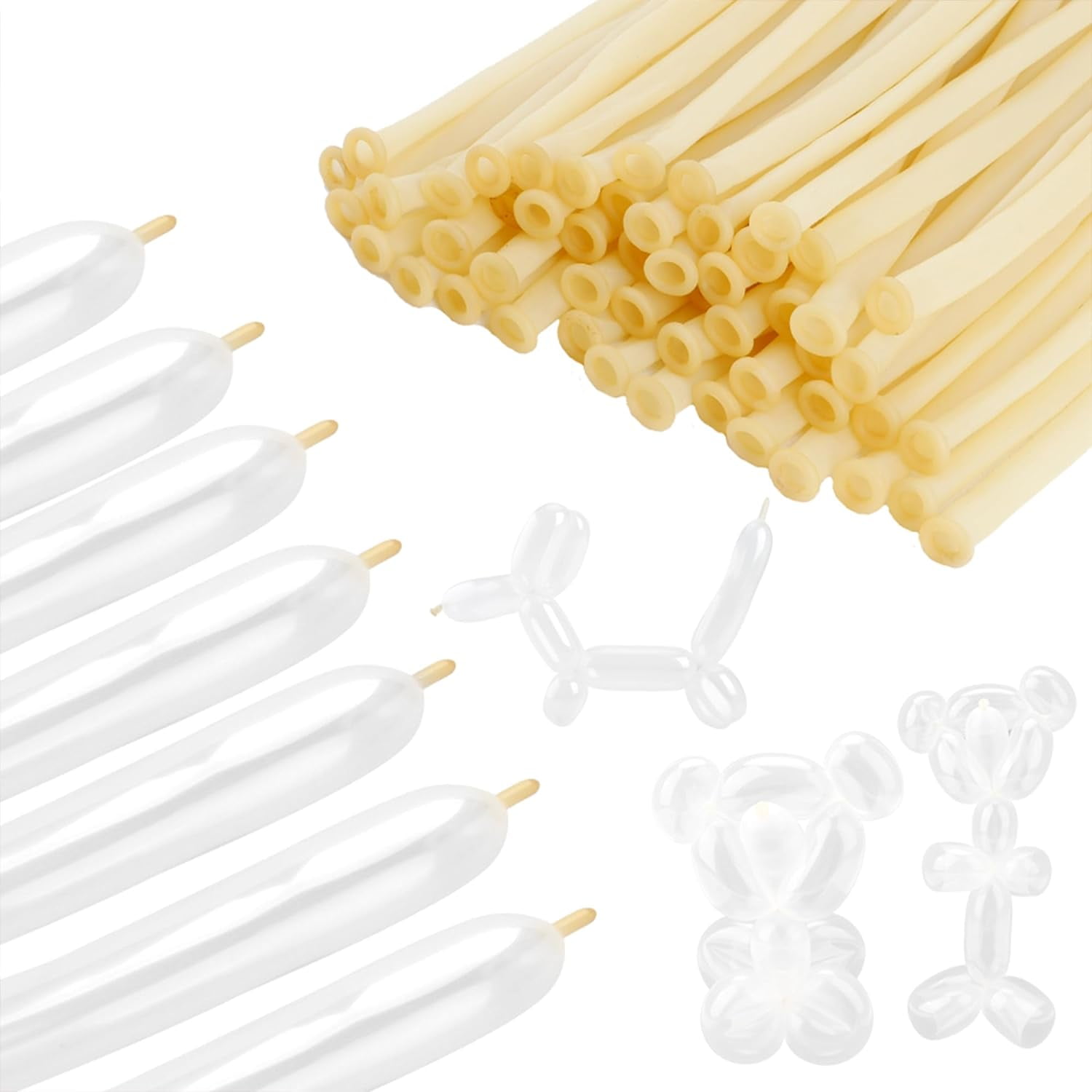 Koudindg 50 Long Balloons, 50 Balloons Clear, 50 Pcs Animal Balloons ...