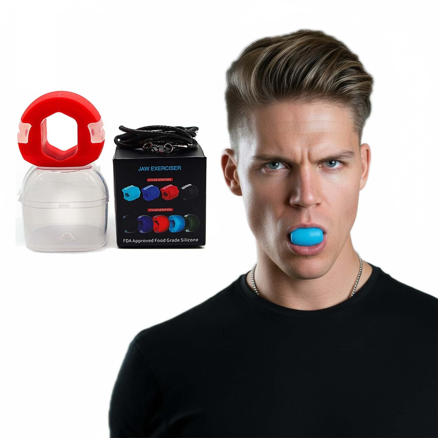 Koudindg Jaw Exerciser for Men Women - Silicone Jaw Trainer, Facial ...