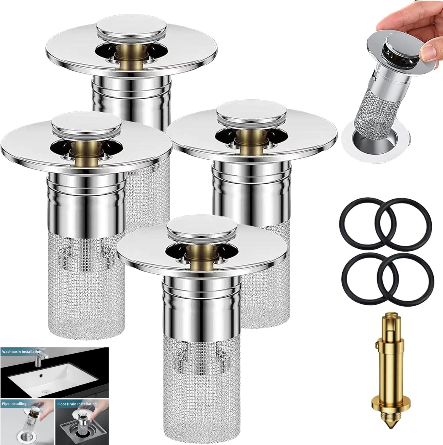 Kouglh Drain, Stainless Steel Floor Drain Filter Bathroom, Sink Stopper ...