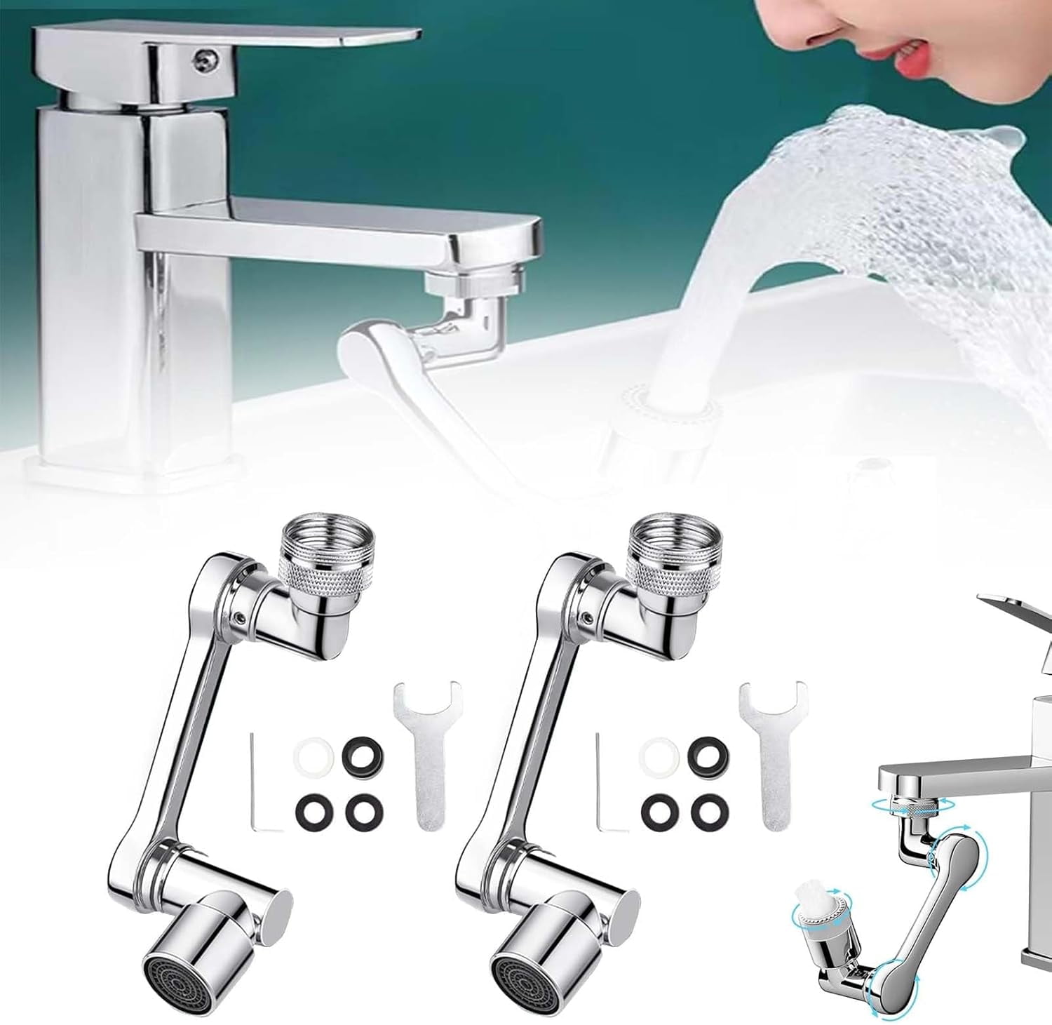 Kouglh Rotating Faucet, Rotating 1080° Robotic Arm Faucet Universal ...