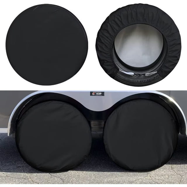 Koukou RV/Boat/Truck/JEEP Tire Cover Set, 24-26 inch, Black with Bag ...