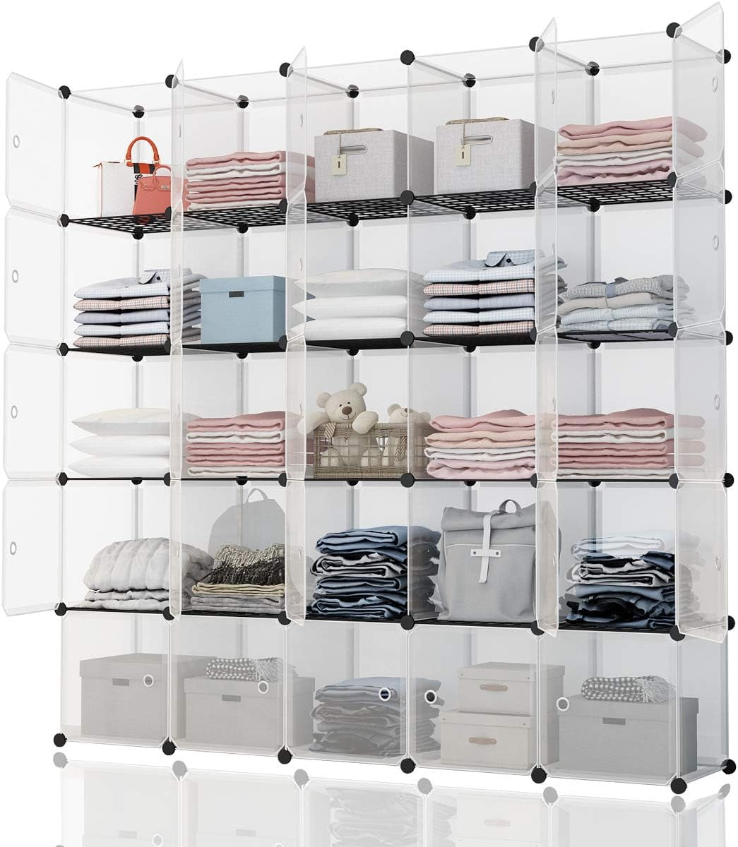 Kousi 14"x14" Cube Organizer - 25 Cubes, Modern, Transparent White ...