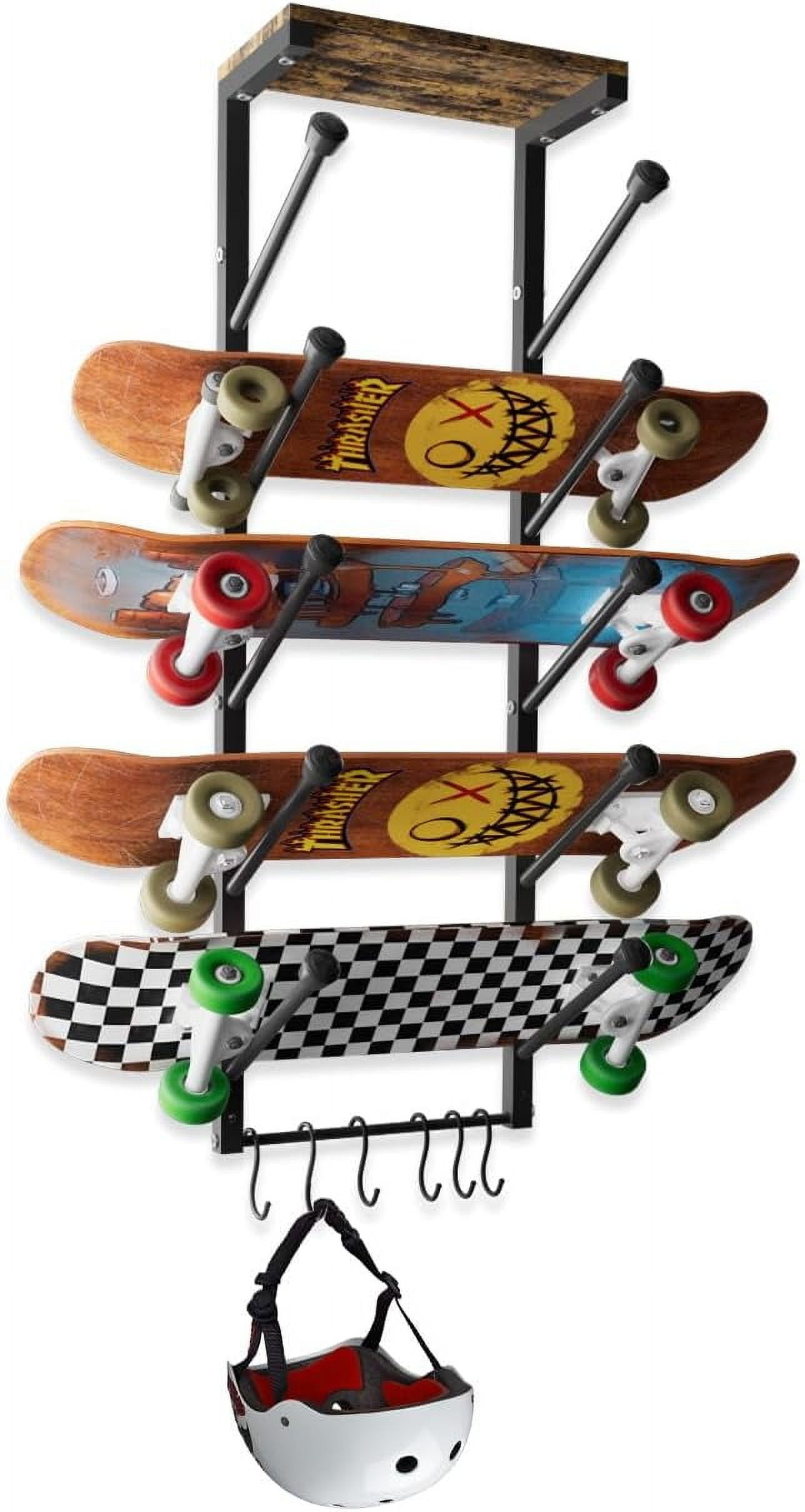 Koutemie Skateboard Rack Wall Mount with Five-Layer Skate Board Stand ...