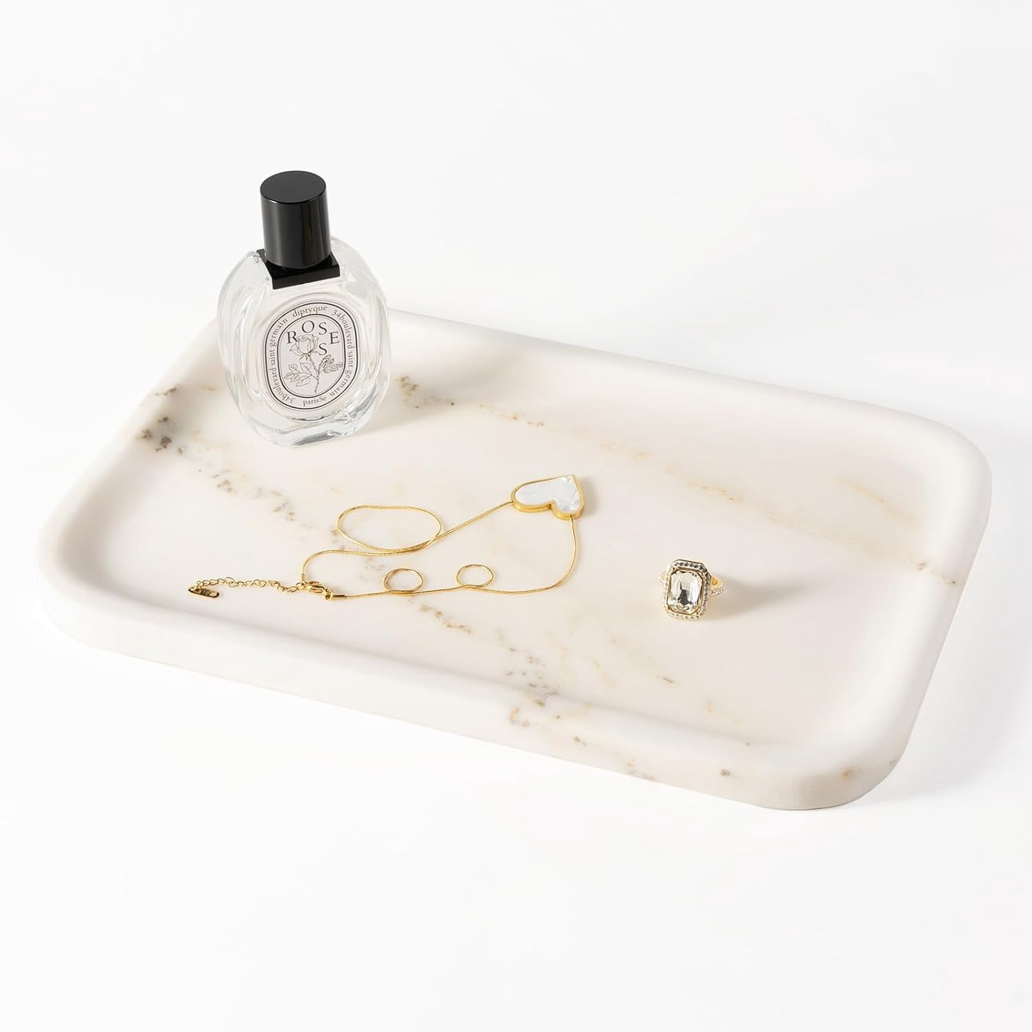 Koville Marble Vanity Tray, 12"x8" Marble Organizer Tray for Countertop ...