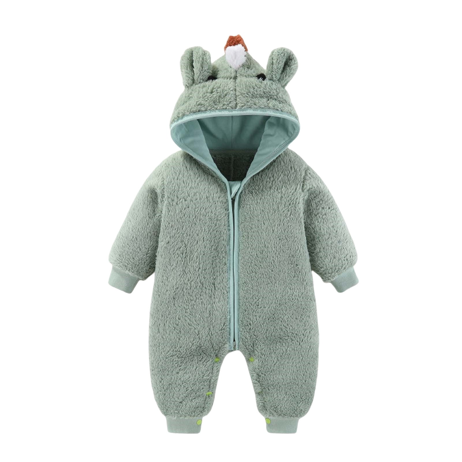 Kovlvoll Newborn Baby Boys Girls Fleece Jumpsuits Long Sleeve Zip up Cute Ear Hooded Fuzzy Thick ...