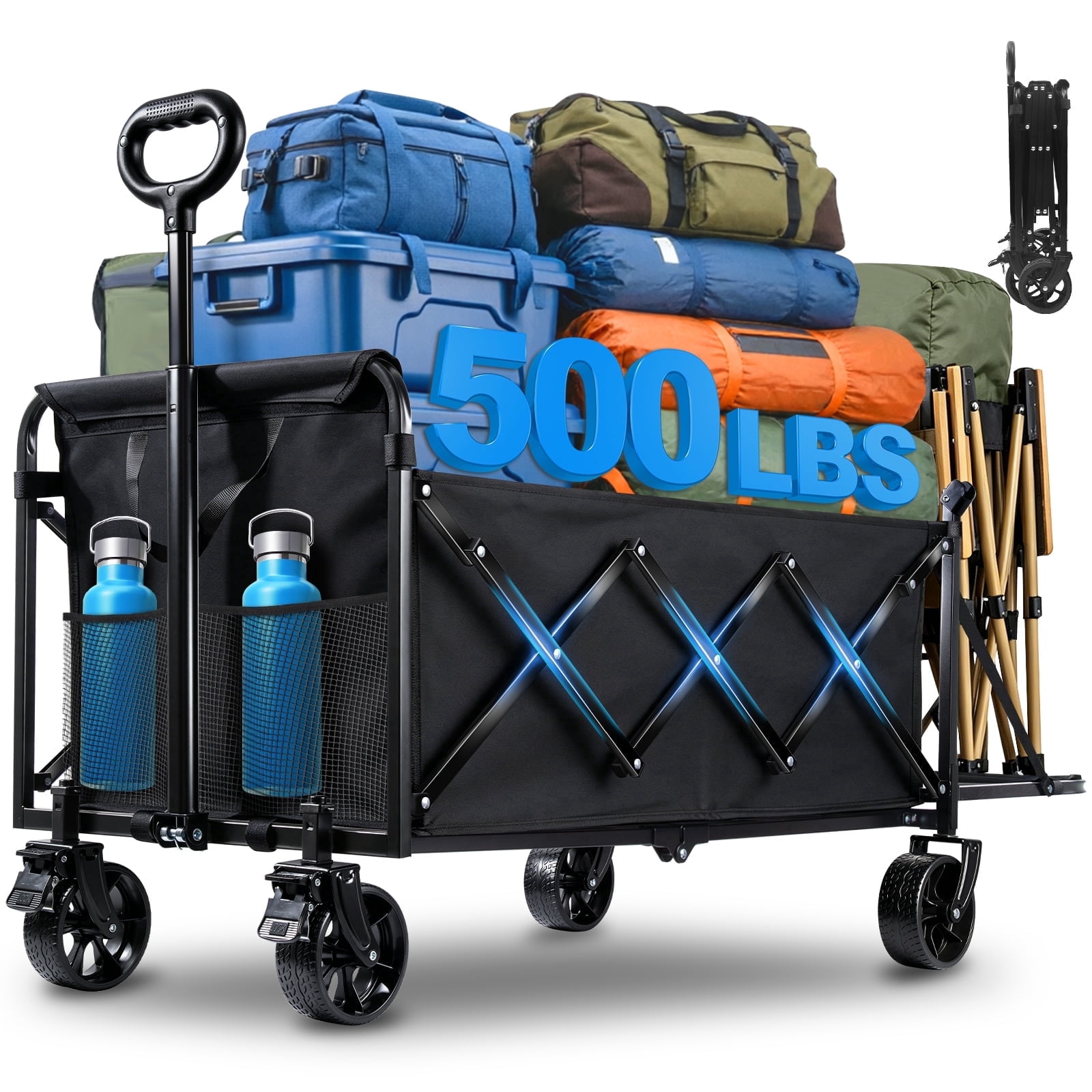 Kovryx Collapsible Wagons Carts Foldable, 500lbs Heavy Duty Folding ...