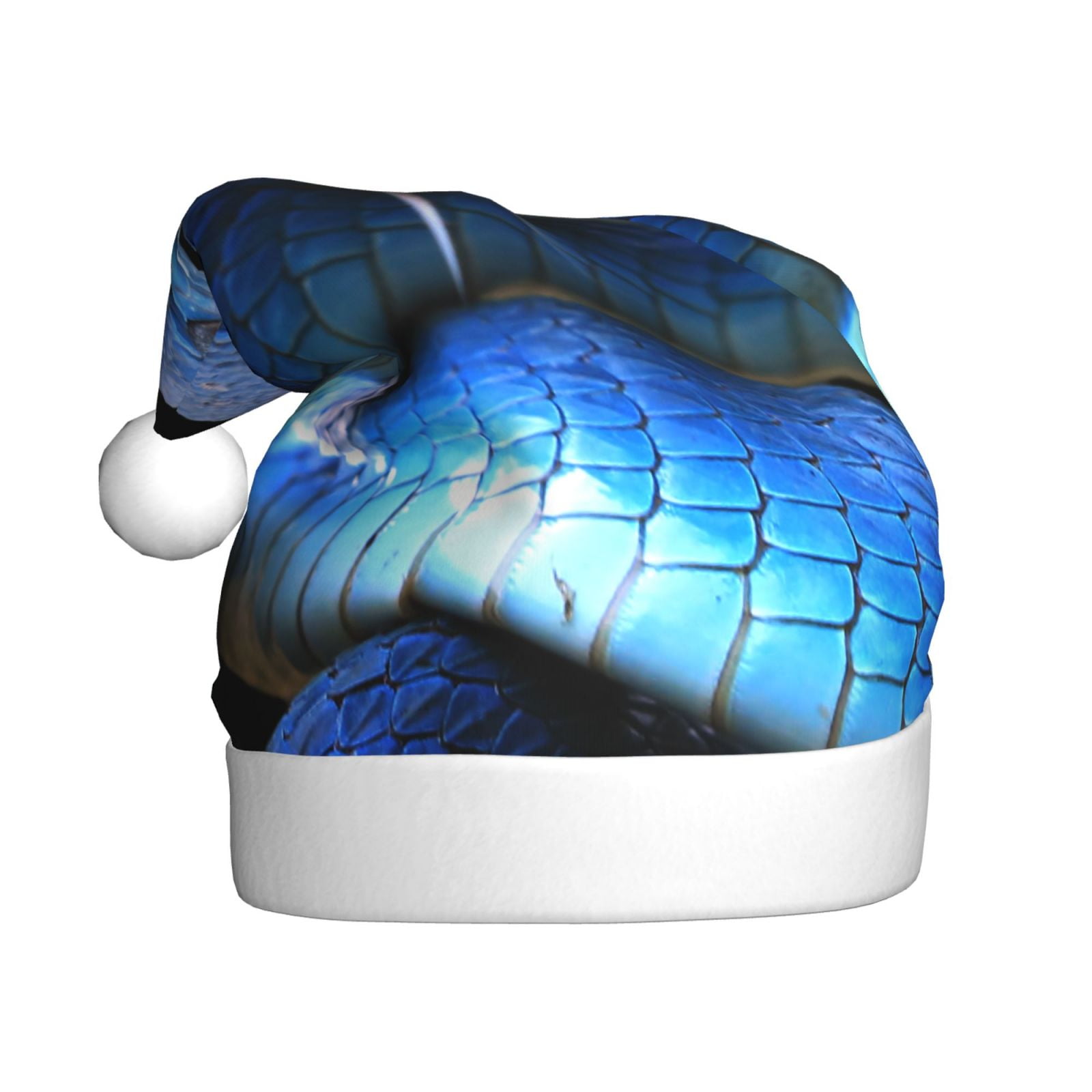 Kowoue Blue Viper Snake 2 Pattern Santa Hat Christmas Hats for Adults ...