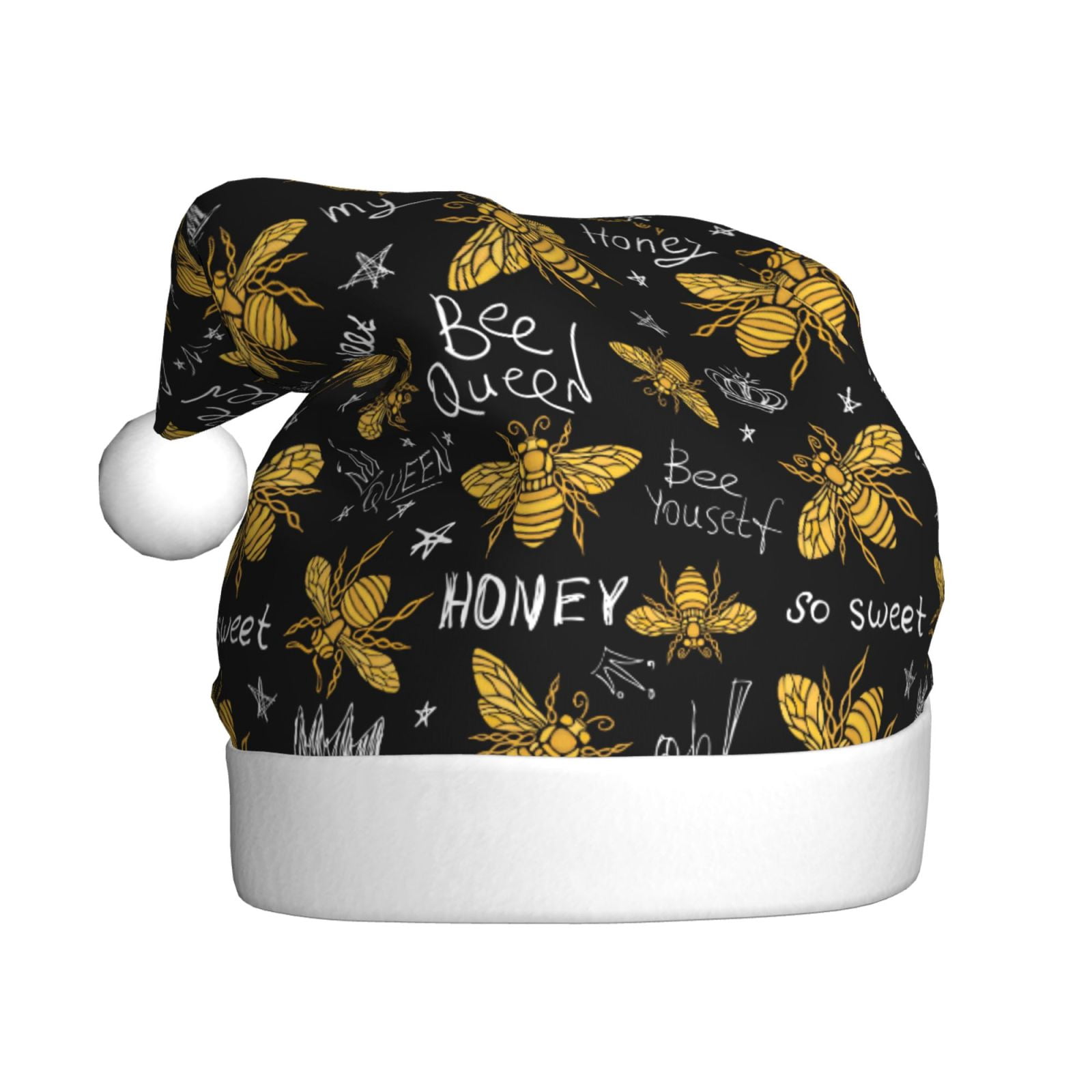 Kowoue Hohey Bee Golden Embroidery Pattern Santa Hat Christmas Hats for ...