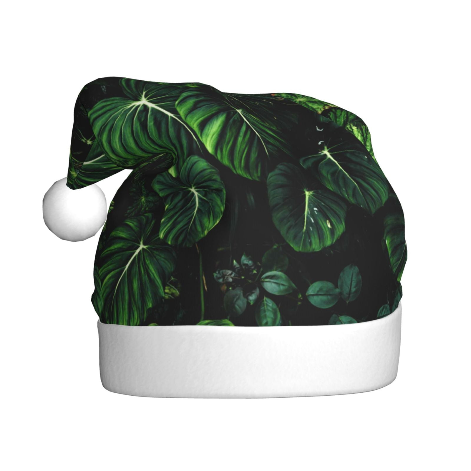 Kowoue Lush Foliage Green Plant Pattern Santa Hat Christmas Hats for ...