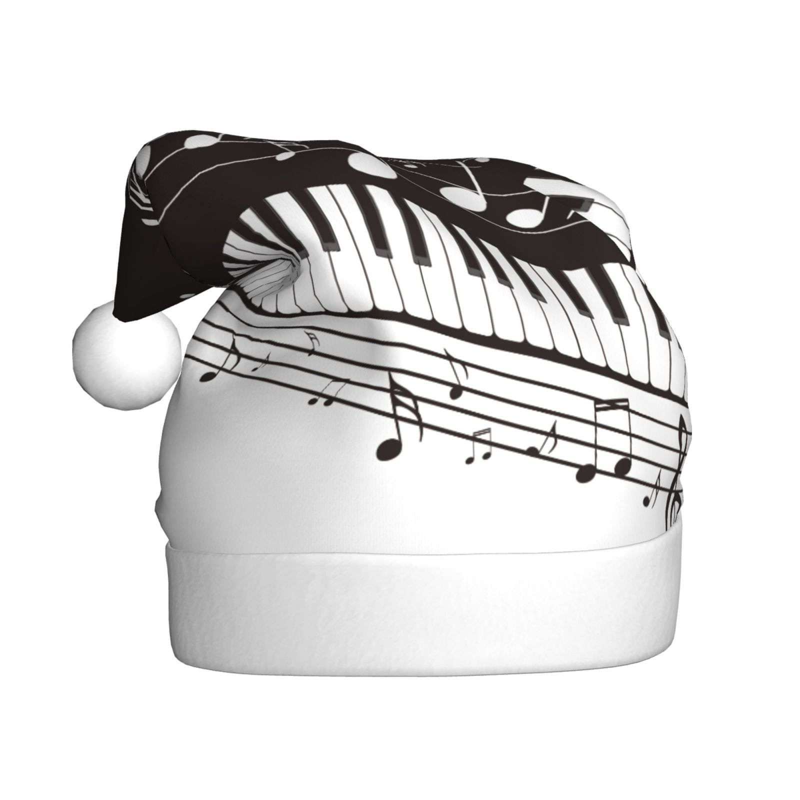 Kowoue Piano Keys With Musical Notes Pattern Santa Hat Christmas Hats ...