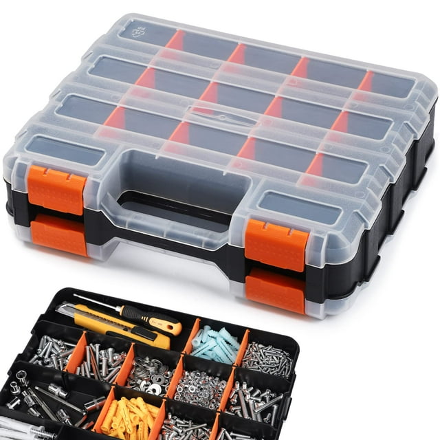 Kowsinde Double Side Tool Organizer, Hardware Storage Box, 34 ...