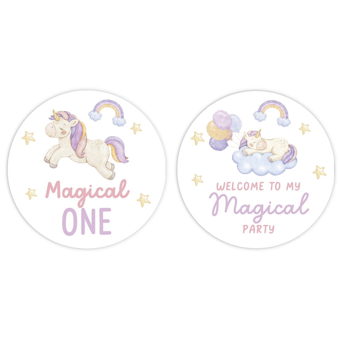 Koyal Wholesale 2" Birthday Unicorn Round Cupcake Toppers DIY, Magical ...