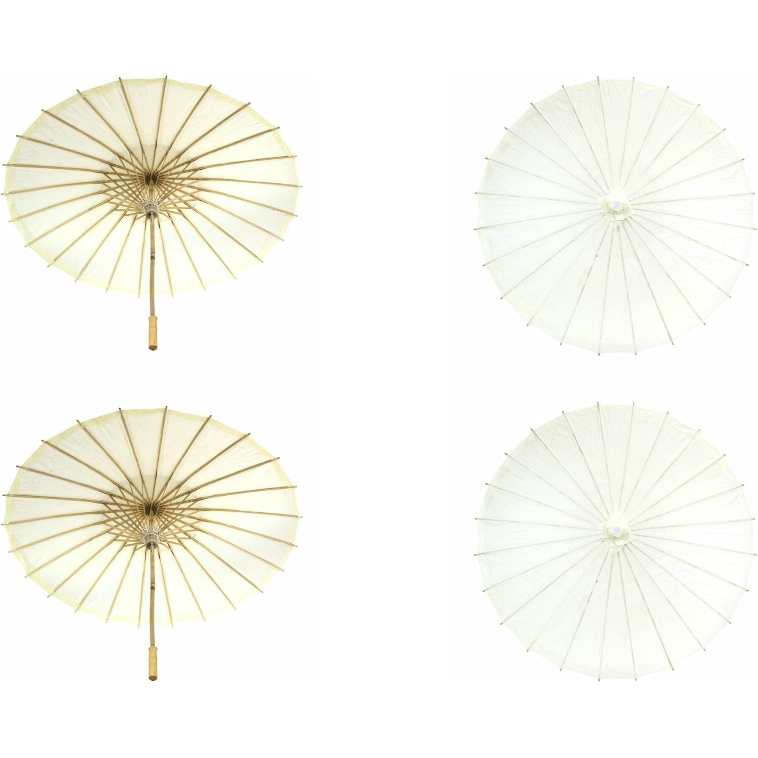 Koyal Wholesale 32" Ivory Paper Parasol Umbrella 4 Pack, Large Paper ...
