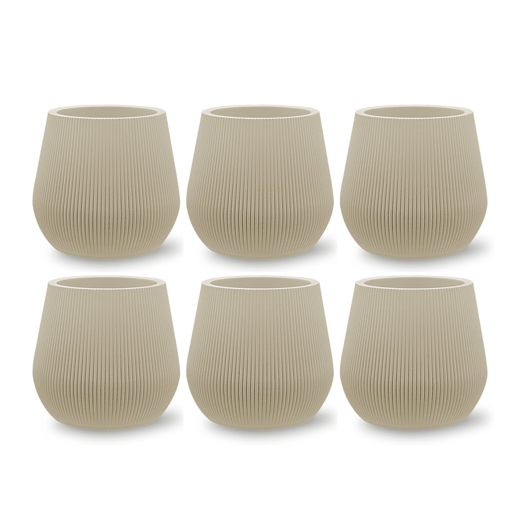 Koyal Wholesale 4" Desert Tan Ribbed Short Vases for Flowers, Fluted ...
