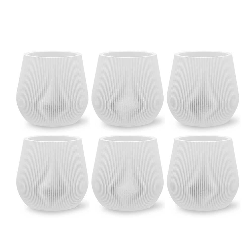 Koyal Wholesale 4" White Ribbed Short Vases for Flowers, Fluted Flower ...