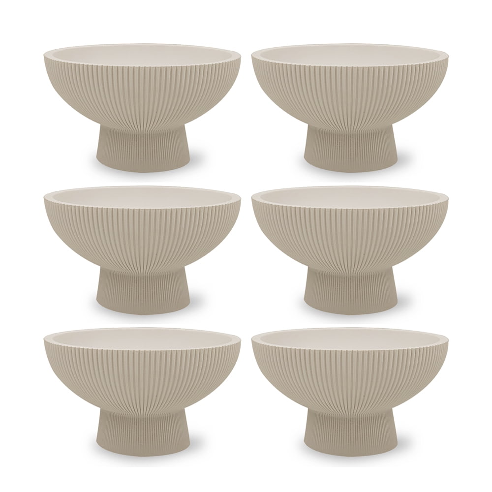 Koyal Wholesale 5" D x 3" H Pack 6 Desert Tan Ribbed Pedestal ...