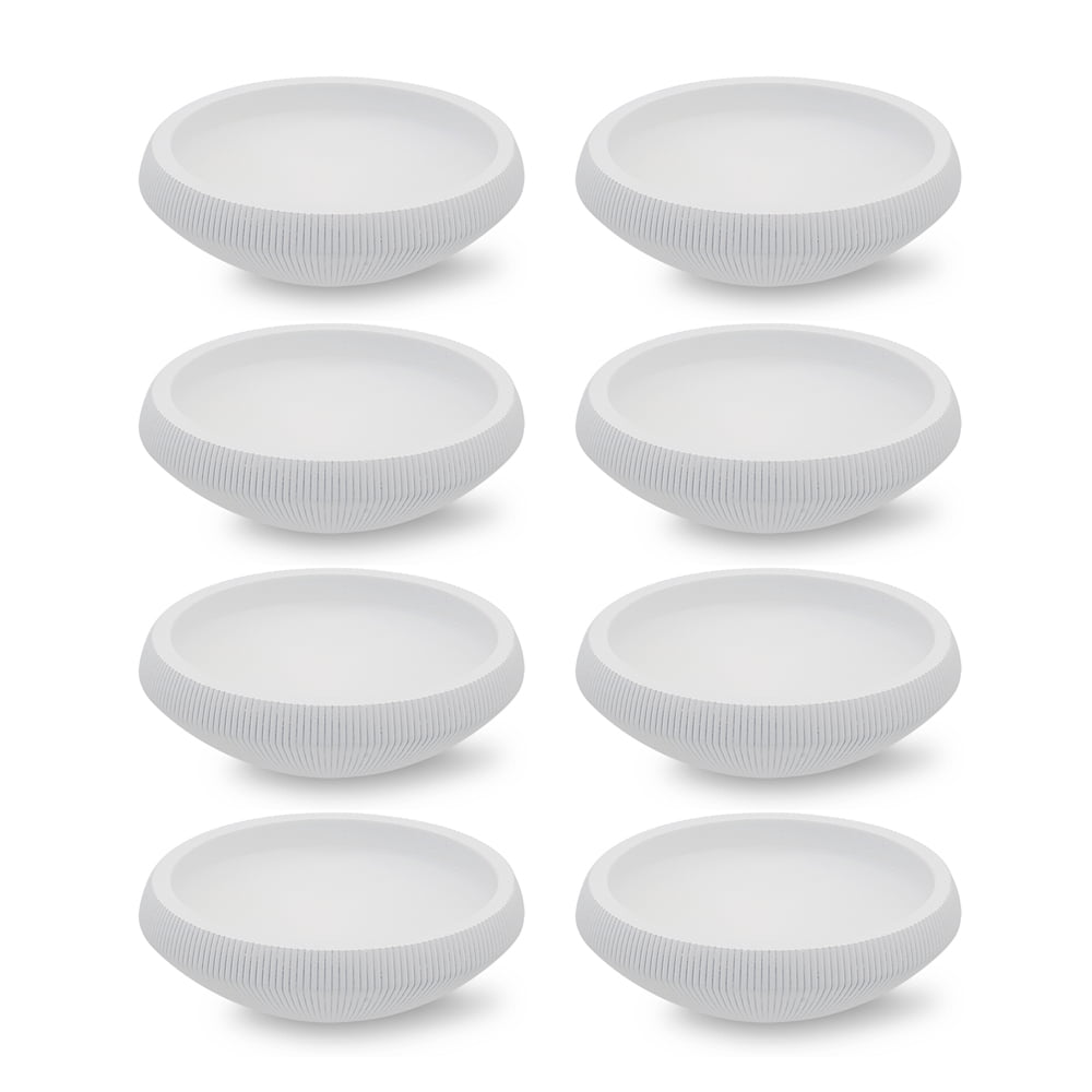 Koyal Wholesale 8 Pack White Ribbed Shallow Plant Pots, Succulent Pots ...