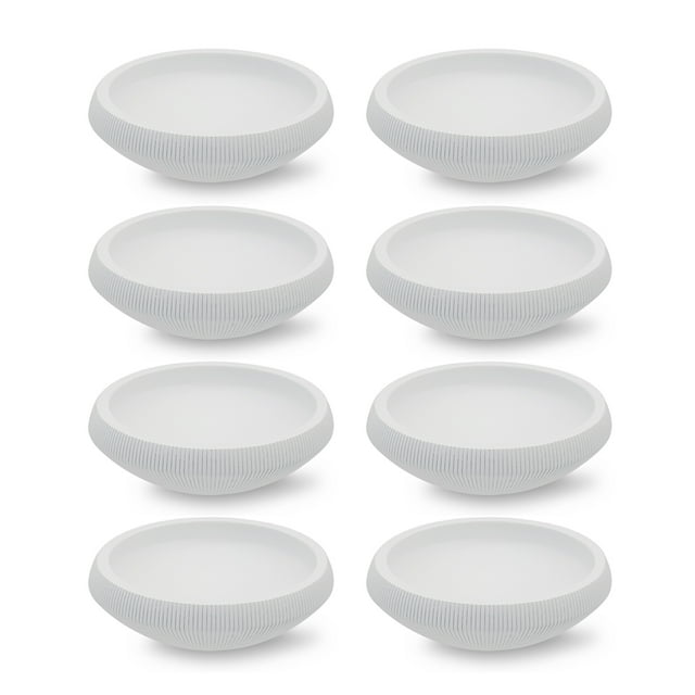 Koyal Wholesale 8 Pack White Ribbed Shallow Plant Pots, Succulent Pots ...