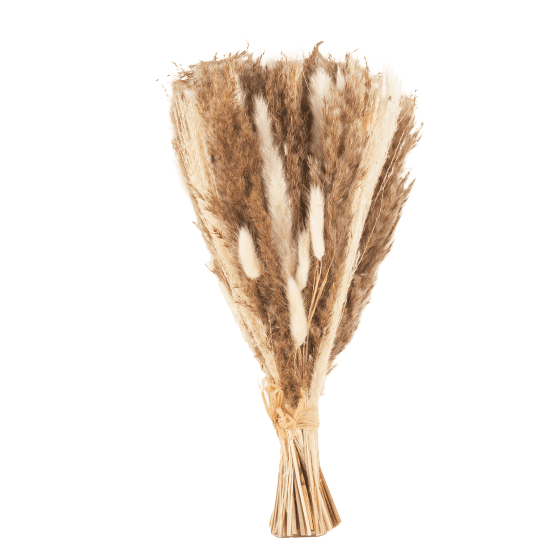 Koyal Wholesale 80 pcs 18" Natural Dried Pampas Grass Bouquet, Fluffy ...