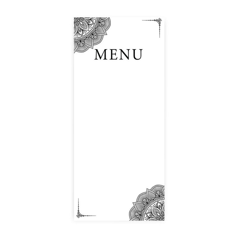 Blank Wedding Menu Template