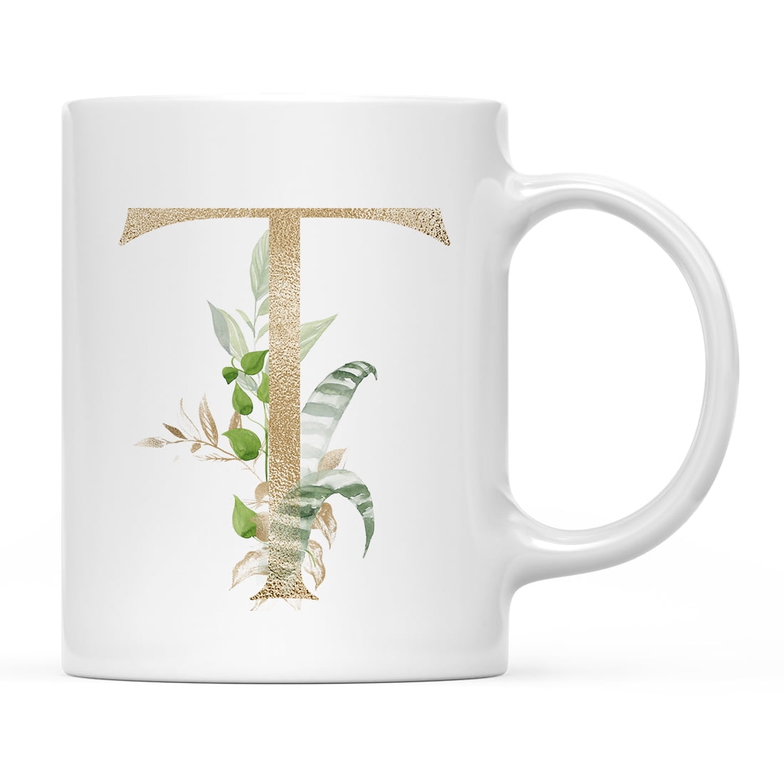 Koyal Wholesale Ceramic Coffee Mug, Exotic Tropical Monogram, Letter T ...