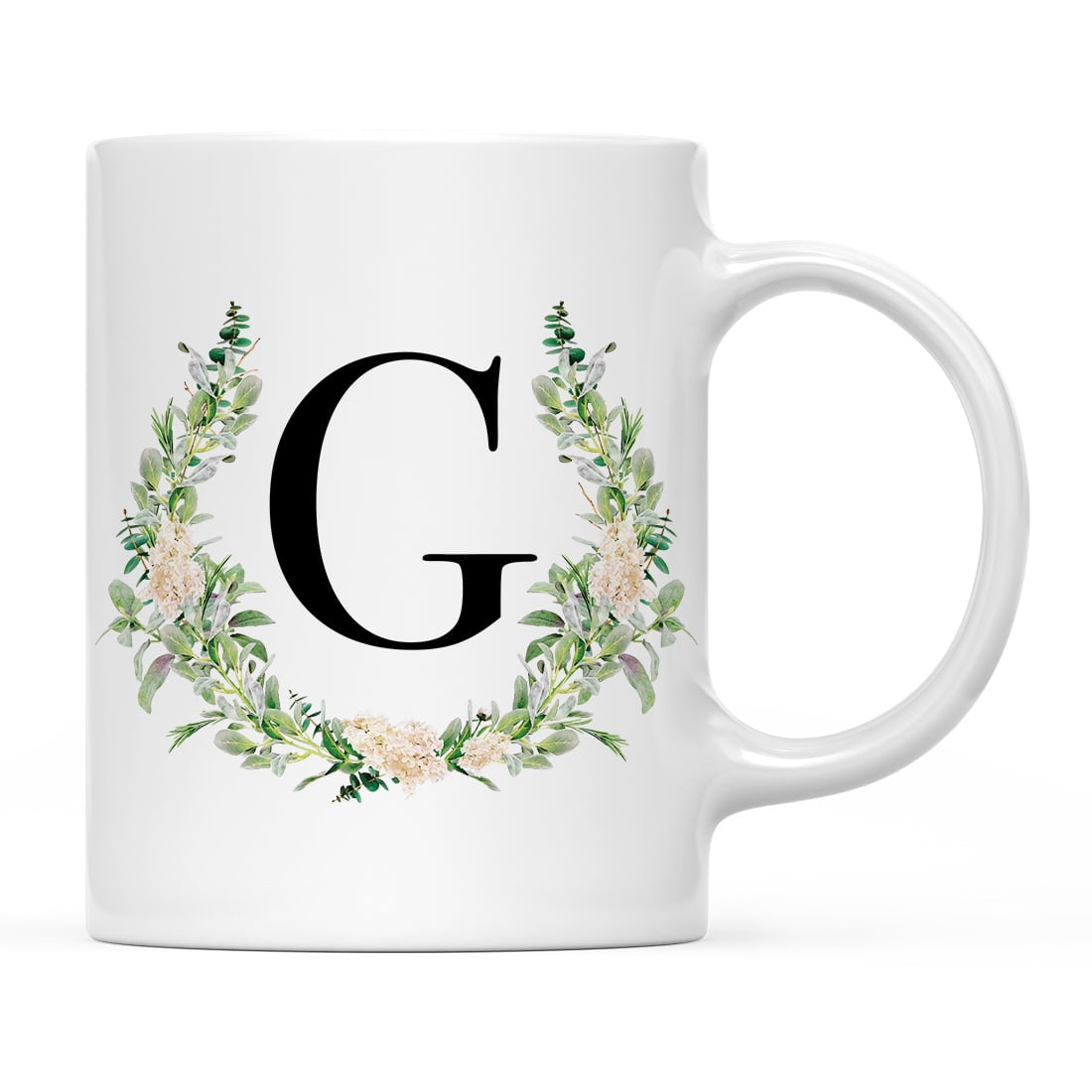 Koyal Wholesale Ceramic Coffee Mug, Garden Green Monogram Initial ...