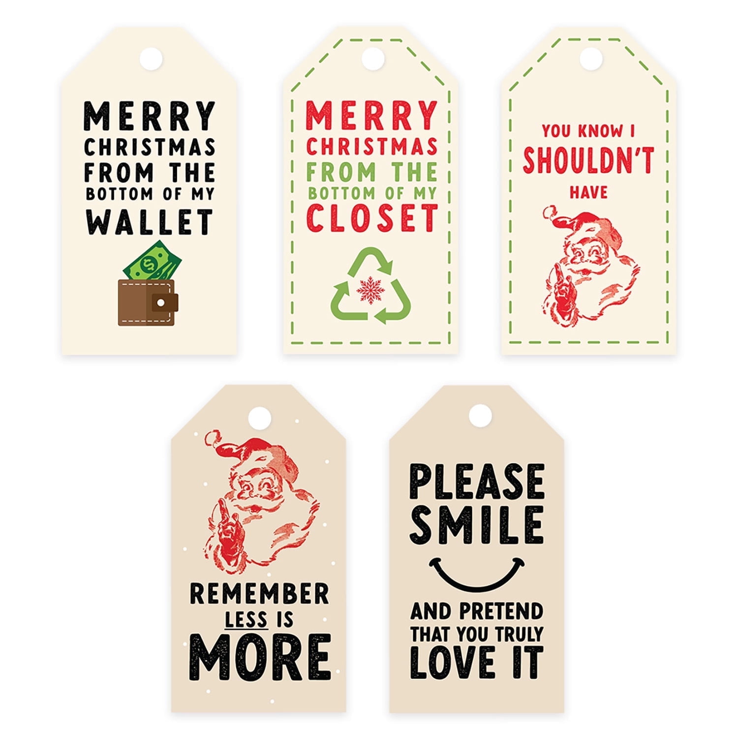 Koyal Wholesale Funny Holiday Gift Tags with String, Classic Cardstock ...