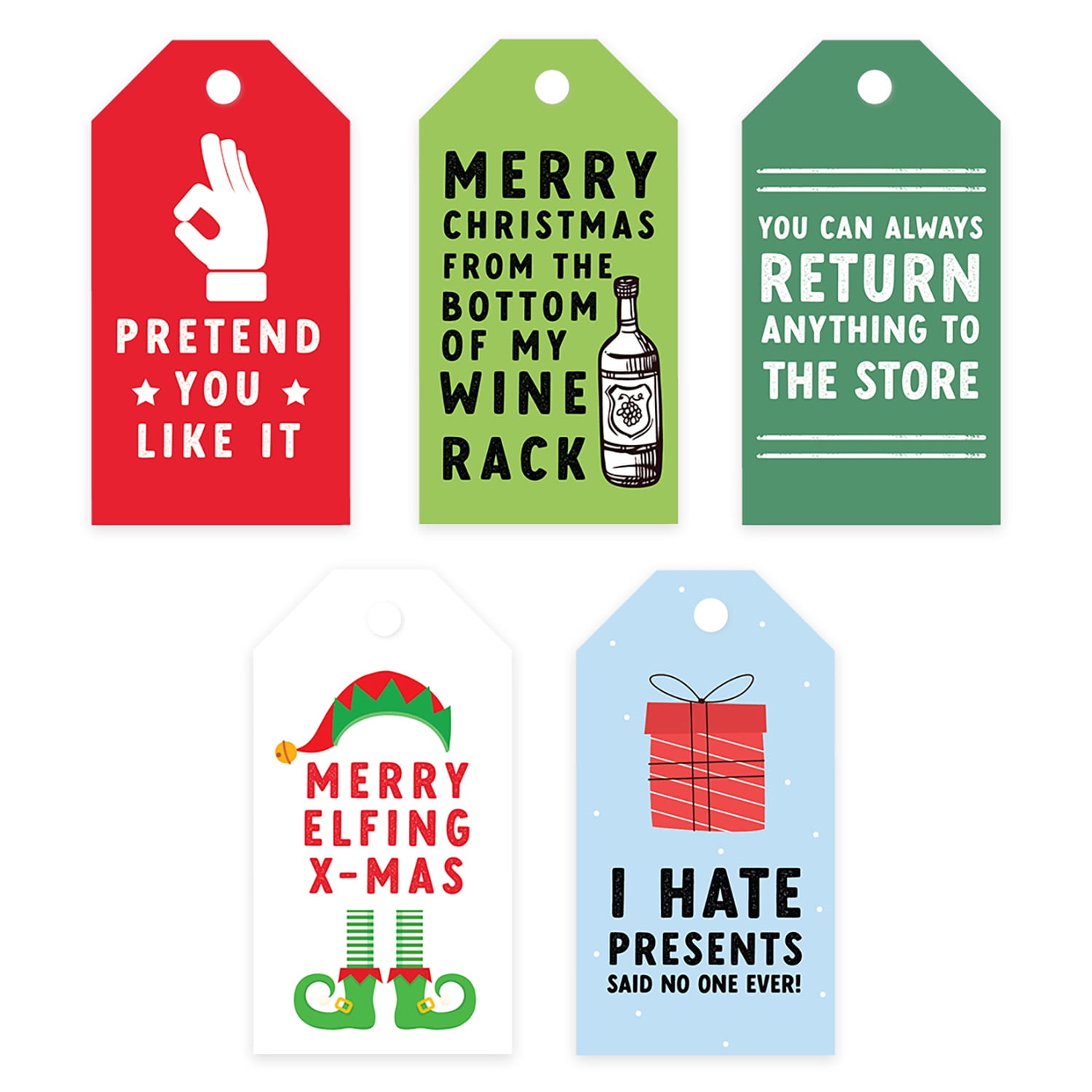 Koyal Wholesale Classic Funny Christmas Gift Tags with String Sarcastic ...